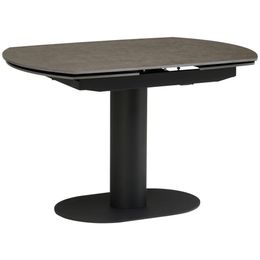 Livetastic Esstisch, Anthrazit, Schwarz, Metall, Keramik, bootsf&ouml;rmig, Bodenplatte, 120-178x75x77 cm, ausziehbar, Esszimmer, Tische, Esstische