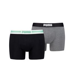 Boxershorts Puma "Puma MEN EVERYDAY PLACED LOGO BOXERS", Herren, Gr. L, mint jelly, grau melange, Jersey, Obermaterial: 95% Baumwolle, 5% Elasthan, normal, Unterhosen, mit Logo Webbund