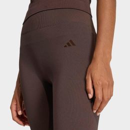 Trainingstights adidas Performance "WE KNIT 1/1 L", Damen, Gr. XL, N-Gr, aurora coffee, normal, gr., Obermaterial: 72% Polyamid, 22% Polyester, 6% Elasthan, Hosen, nahtloses Strickmaterial, st&uuml;tzend, mit CLIMACOOL