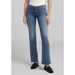 Bootcut-Jeans Replay "NEW LUZ", Damen, Gr. 28, L&auml;nge 32, light blau, Denim/Jeans, Obermaterial: 90% Baumwolle, 8% Polyester, 2% Elasthan, bootcut fit lang, Jeans, mit gesticktem R an der Ges&auml;&szlig;tasche