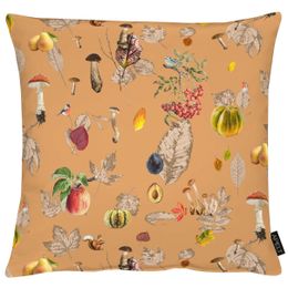 Dekokissen Apelt "3405", orange (braun, orange, bedruckt), B:49cm L:49cm, Obermaterial: 75% Polyester, 25% Baumwolle, Dekokissen_Sitzkissen_Kissenh&uuml;llen