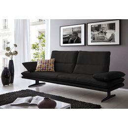 2,5-Sitzer W.Schillig "broadway, Designsofa mit tollem Sitzkomfort", schwarz (schwarz z59), B:236cm H:94cm T:96cm, Longlife Xtra-Leder Z59: Glattleder mit modischer Pr&auml;gung. Hautst&auml;rke 0, 9 - 1, 1 mm, Sofas, Sitztiefenverstellung, Kopfteil- & Seitenteilverstellung, Breite 216cm