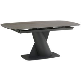 Livetastic Esstisch, Anthrazit, Schwarz, Metall, Glas, Keramik, bootsf&ouml;rmig, Bodenplatte, 180-230x76x95 cm, ausziehbar, Esszimmer, Tische, Esstische