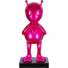 Skulptur Gilde "Skulptur Alien auf Base", pink, B:30cm, Kunstharz, Dekofiguren