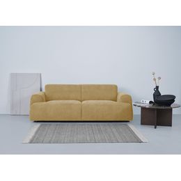 3-Sitzer Home Affaire "Linkka, Breite 237 cm", gelb (mustard), B:237cm H:75cm T:94cm, 90% PES, 10% Nylon, Sofas, in einem weichen Chenille-Stoff, mit Wellenunterfederung
