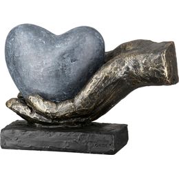 Skulptur Gilde "Skulptur Heart in your Hand", bronzefarben, B:18cm H:12cm T:10cm, Kunstharz, Dekofiguren