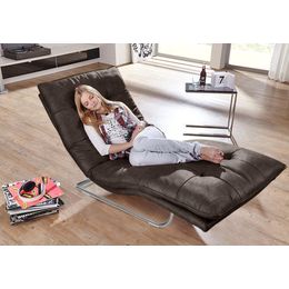 Relaxliege W.Schillig "daily dreams", braun (mocca s37), B:75cm H:91cm T:170cm, Stoff S37 (100% Polyester), Sofas, in Waffelkissen-Optik, wahlweise mit Motor, Freischwingergestell