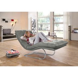 Relaxliege W.Schillig "daily dreams", grau (grau s37), B:75cm H:91cm T:170cm, Stoff S37 (100% Polyester), Sofas, in Waffelkissen-Optik, wahlweise mit Motor, Freischwingergestell