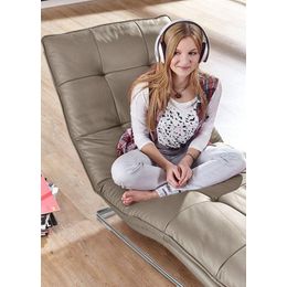 Relaxliege W.Schillig "daily dreams", braun (stone z59), B:75cm H:91cm T:170cm, Longlife Xtra-Leder Z59: Glattleder mit modischer Pr&auml;gung. Hautst&auml;rke 0, 9 - 1, 1 mm, Sofas, in Waffelkissen-Optik, wahlweise mit Motor, Freischwingergestell