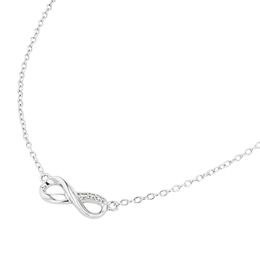 Kette mit Anh&auml;nger Tom Tailor "Schmuck Geschenk Silber 925 Infinity Unendlichkeitsschleife", silberfarben, kristallwei&szlig;, Halsketten, Damen, Silber 925 (Sterlingsilber), L: 45 B: 1,4mm, mit Zirkonia (synth.), B:1,4mm