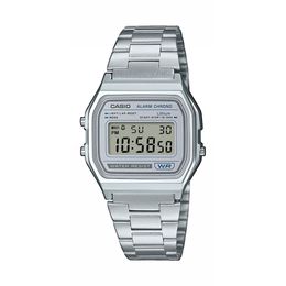 Chronograph CASIO VINTAGE, edelstahlfarben, grau, Armbanduhren, Damen, Chronograph, Quarzuhr, Armbanduhr, Damenuhr, Herrenuhr, Edelstahlarmband, digital