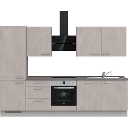 K&uuml;chenzeile Nobilia "Riva II", NEU: individuell anpassbar mit gratis Profi-Beratung", grau (k&uuml;che: grau, korpus: steingrau, arbeitsplatte: beton schiefergrau nachbildung), B:300,3cm H:216,6cm T:60cm, Komplettk&uuml;chen-Sets, K&uuml;chenzeile, vormontiert, Breite 300 cm, Ausrichtung w&auml;hlbar, wahlw. mit E-Ger&auml;ten