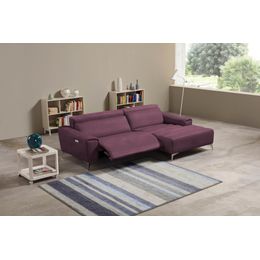 Ecksofa Egoitaliano "Suzette, Designsofa mit hohem Sitzkomfort", lila (plum), B:266cm H:95cm T:163cm, Sofas, Ecksofa, mit Recamiere, inkl. 1 elektronischen Relaxfunktion, L-Form