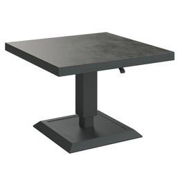 Ambia Garden Loungetisch, Grau, Dunkelgrau, Metall, Glas, quadratisch, S&auml;ule, Bodenplatte, 85x51-71x85 cm, h&ouml;henverstellbar, Loungem&ouml;bel, Loungetische