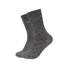 JOOP! Socken JOOP "essentials iconic 2er Pack", Damen, Gr. 39-42, grau (dunkelgrau melange), 60% Baumwolle, 23% Polyester, 15% Polyamid, 2% Elasthan, kariert, Socken Socken, 2er Pack aus OCS-zertifizierter Baumwolle