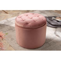 Riess Ambiente Eleganter Hocker MODERN BAROCK 50cm altrosa Samt Aufbewahrungkorb Riess-Ambiente