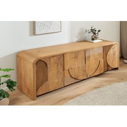 Riess Ambiente Massives Sideboard ART DECO 170cm cream finish beige Mangoholz abgerundet Riess-Ambiente Natur