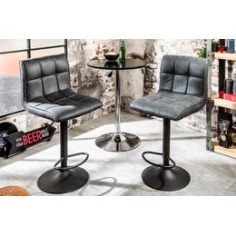 Riess Ambiente H&ouml;henverstellbarer Barhocker MODENA vintage grau Microfaser Metall schwarz mit Lehne drehbar Polsterstuhl Riess-Ambiente f&uuml;r K&uuml;che Tresenhocker...
