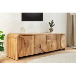 Riess Ambiente Massives TV-Board ART DECO 170cm cream finish beige Mangoholz abgerundet Riess-Ambiente Natur