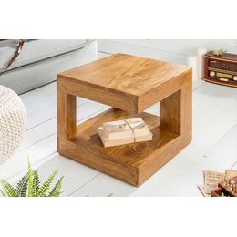 Riess Ambiente Massiver Couchtisch GIANT 45cm braun honey finish Mangoholz mit Ablagefach Riess-Ambiente Sofatisch Wohnzimmertisch quadratisch Natur Rustikal