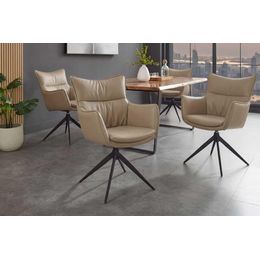 Riess Ambiente Drehbarer Design Stuhl VOGUE taupe Kunstleder Metall 360&deg; mit Armlehne Riess-Ambiente Esszimmerstuhl K&uuml;chenstuhl Industrie & Loft Modern Skandinavisch