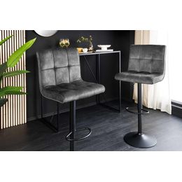 Riess Ambiente H&ouml;henverstellbarer Barhocker MODENA grau Samt Metall schwarz drehbar Polsterstuhl Riess-Ambiente f&uuml;r K&uuml;che Tresenhocker Bistrohocker K&uuml;chenhocker...