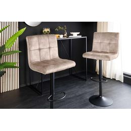 Riess Ambiente H&ouml;henverstellbarer Barhocker MODENA champagner beige Samt Metall schwarz drehbar Polsterstuhl Riess-Ambiente f&uuml;r K&uuml;che Tresenhocker Bistrohocker...