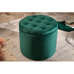 Riess Ambiente Eleganter Hocker MODERN BAROCK 50cm dunkelgr&uuml;n Samt Aufbewahrungkorb Riess-Ambiente