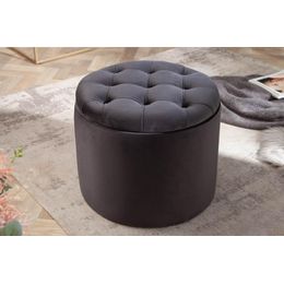 Riess Ambiente Eleganter Hocker MODERN BAROCK 50cm schwarz Samt Aufbewahrungkorb Riess-Ambiente