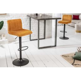 Riess Ambiente Drehbarer Barhocker PORTLAND senfgelb Samt Barstuhl mit Lehne h&ouml;henverstellbar Polsterstuhl Riess-Ambiente f&uuml;r K&uuml;che Tresenhocker Bistrohocker...