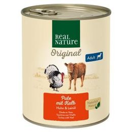 REAL NATURE Nassfutter Hund Adult Pute mit Kalb 12x800 g