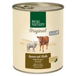 REAL NATURE Nassfutter Hund, Senior, Lamm und Kalb 6x800 g
