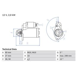 Bosch Starter 0986023110 f&uuml;r Mercedes