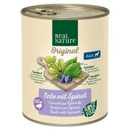 REAL NATURE Superfood Nassfutter Hund, Adult, Ente mit Spinat 12x800 g