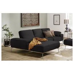 Ecksofa W.Schillig "run, Designsofa mit tollem Sitzkomfort, L-Form", schwarz (midnight w82), B:279cm H:88cm T:178cm, Longlife Xtra-Leder Z73: Naturwalkleder der Luxusklasse aus den erlesensten Rohh&auml;uten. Hautst&auml;rke 1, 1 &ndash; 1, 3 mm;ROHLEDER Jacquard-Flachgewebe Q2 W60 (63% Polyester, 37% Polyacryl);ROHLEDER Chenille-Flachgewebe Q2 W77 (68% Polyacryl, 32% Polyester);Stoff S37 (100% Polyester), Sofas,