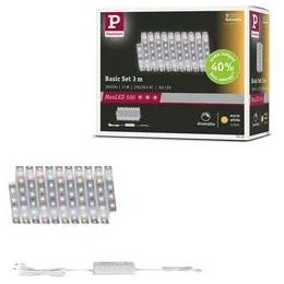 Paulmann LED-Streifen "MaxLED 500 LED Strip Warmwei&szlig; Basisset", silber (silberfarben), Dioden 192 Stk., Gesamtl&auml;nge 3m, Lichterketten, LED-Streifen
