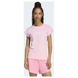 T-Shirt Adidas SPORTSWEAR "ESSENTIALS LINEAR COTTON", Damen, Gr. XL, true pink, wei&szlig;, Obermaterial: 100% Baumwolle, normal, Rundhals, Shirts T-Shirt, sportlicher Stil, Kurzarm, ohne Verschluss, aus Baumwolle