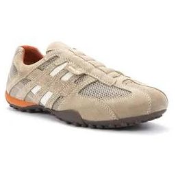 Slip-On Sneaker Geox "U SNAKE", Herren, Gr. 41, beige (beige, orange), Textil, Veloursleder, Schuhe, Freizeitschuh, Slipper mit Geox Spezial Membran