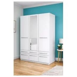 Kleiderschrank Priess "Schrank Garderobe W&auml;scheschrank Barcelona in 5 Breiten", wei&szlig;, B:140cm H:193cm T:54cm, Holzwerkstoff, Schr&auml;nke, Kleiderschrank, viel Stauraum, ger&auml;umige Schubk&auml;sten, mit Spiegel, MADE IN GERMANY