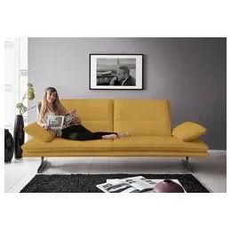 2,5-Sitzer W.Schillig "broadway Designsofa mit hohem Sitzkomfort", gelb (kurkuma z69), B:236cm H:94cm T:96cm, Longlife Xtra-Leder Z69: Das feinnarbige, gedeckte Softleder Z69 besticht durch seine au&szlig;ergew&ouml;hnliche Weichheit im trendigen &raquo;Vintage-Look&laquo;, Hautst&auml;rke 0, 9 - 1, 1 mm, Sofas, Sitztiefenverstellung, Kopfteil- & Seitenteilverstellung, Breite 236cm