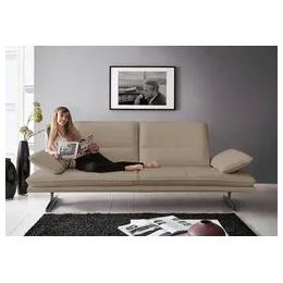 2,5-Sitzer W.Schillig "broadway Designsofa mit hohem Sitzkomfort", braun (stone z59), B:236cm H:94cm T:96cm, Longlife Xtra-Leder Z59: Glattleder mit modischer Pr&auml;gung. Hautst&auml;rke 0, 9 - 1, 1 mm, Sofas, Sitztiefenverstellung, Kopfteil- & Seitenteilverstellung, Breite 236cm
