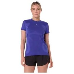 Laufshirt asics "ROAD SEAMLESS SS TOP", Damen, Gr. M, cobalt burst, eggplant, Obermaterial: 65% Polyamid, 35% Polyester, Shirts Laufshirt, nahtlose Strickkonstruktion, mit kurzen &Auml;rmeln, mit Daumenl&ouml;chern