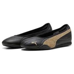 Sneaker Puma "CATCH SOLEIL BALLERINA TOPCAT", Damen, Gr. 37, Puma schwarz, toasted almond, Puma gold, Synthetik, Schuhe Sneaker, sportlicher Stil, mit Leo-Print, leicht profilierte Gummi-Laufsohle