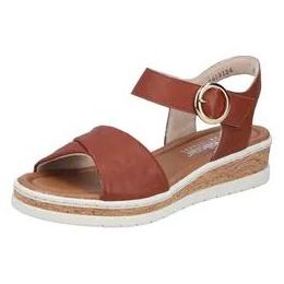 Keilsandalette Rieker, Damen, Gr. 43, cognac, Lederimitat, unifarben, Schuhe, Sommerschuh, Urlaubsschuh, Sandale mit Klett