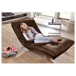 Relaxliege W.Schillig "daily dreams", braun (chocolate s37), B:95cm H:91cm T:170cm, Stoff S37 (100% Polyester), Sofas, in Waffelkissen-Optik, wahlweise mit Motor, Freischwingergestell