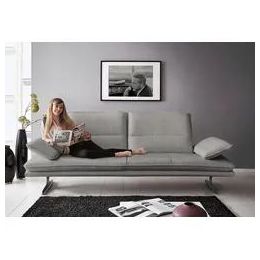 2,5-Sitzer W.Schillig "broadway Designsofa mit hohem Sitzkomfort", grau (steel s22), B:236cm H:94cm T:96cm, Flachgewebe S22 (100% Polyester), Sofas, Sitztiefenverstellung, Kopfteil- & Seitenteilverstellung, Breite 236cm