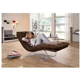 Relaxliege W.Schillig "daily dreams", braun (chocolate s37), B:75cm H:91cm T:170cm, Stoff S37 (100% Polyester), Sofas, in Waffelkissen-Optik, wahlweise mit Motor, Freischwingergestell