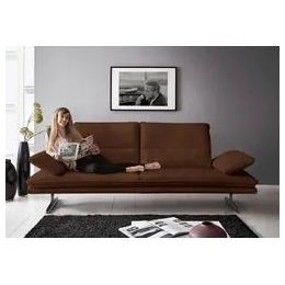 2,5-Sitzer W.Schillig "broadway Designsofa mit hohem Sitzkomfort", braun (tabacco z69), B:236cm H:94cm T:96cm, Longlife Xtra-Leder Z69: Das feinnarbige, gedeckte Softleder Z69 besticht durch seine au&szlig;ergew&ouml;hnliche Weichheit im trendigen &raquo;Vintage-Look&laquo;, Hautst&auml;rke 0, 9 - 1, 1 mm, Sofas, Sitztiefenverstellung, Kopfteil- & Seitenteilverstellung, Breite 236cm