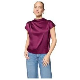 Satinbluse Zero "Damen mit Kragen", Damen, Gr. 42, magenta lila, Satin, Obermaterial: 96% Polyester, 4% Elasthan, gl&auml;nzend, figurbetont normal, eng, Blusen