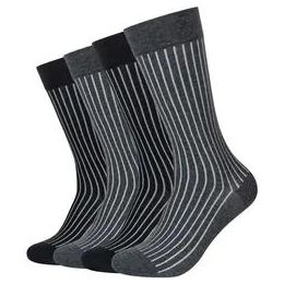 Socken Camano "ca-soft shadow bold stripes 4er Pack", Damen, Gr. 43-46, anthrazit melange, 82% Baumwolle, 16% Polyamid, 2% Elasthan, gestreift, Socken Socken, 4er Pack Ca-soft Piqu&eacute; Bund ohne Druck, Weiche, gek&auml;mmte Baumwolle